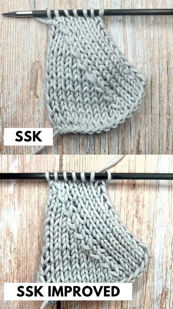 2 Maschen rechts links abgehoben zusammenstricken (ssk improved, sspk ...