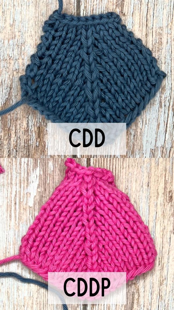 Doppelt überzogene Abnahme stricken (CDD, Centered Double Decrease) | simpleknittingpatterns.com