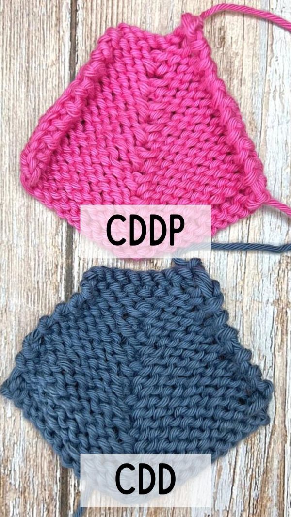 Doppelt überzogene Abnahme links stricken (CDDP, Centered Double Decrease Purl ...
