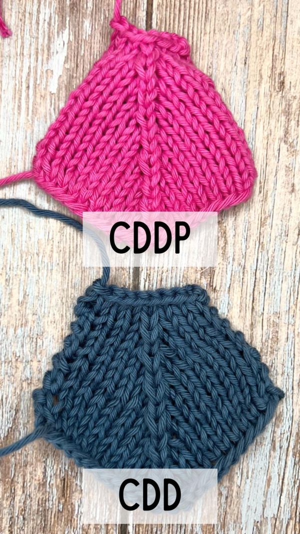 Doppelt überzogene Abnahme links stricken (CDDP, Centered Double Decrease Purl ...