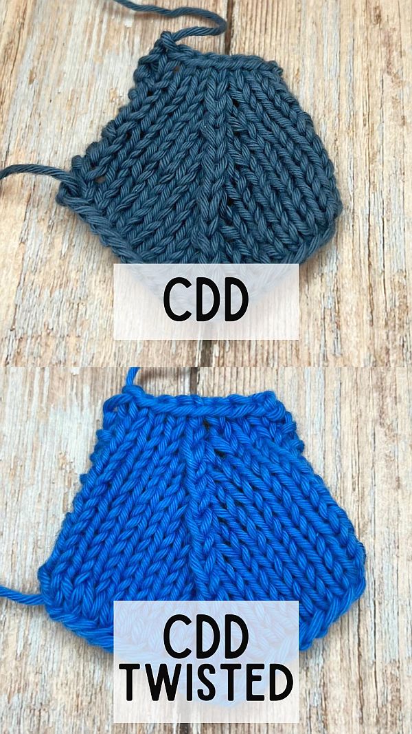 Doppelt überzogene Abnahme stricken (CDD, Centered Double Decrease) | simpleknittingpatterns.com