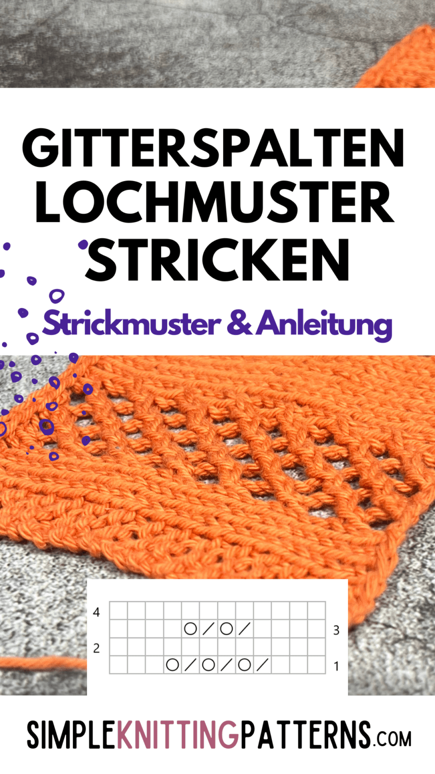 Gitterspalten-Lochmuster stricken | simpleknittingpatterns.com