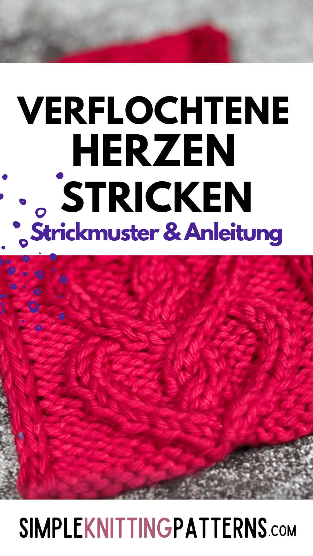 "Verflochtene Herzen" Zopfmuster stricken | simpleknittingpatterns.com